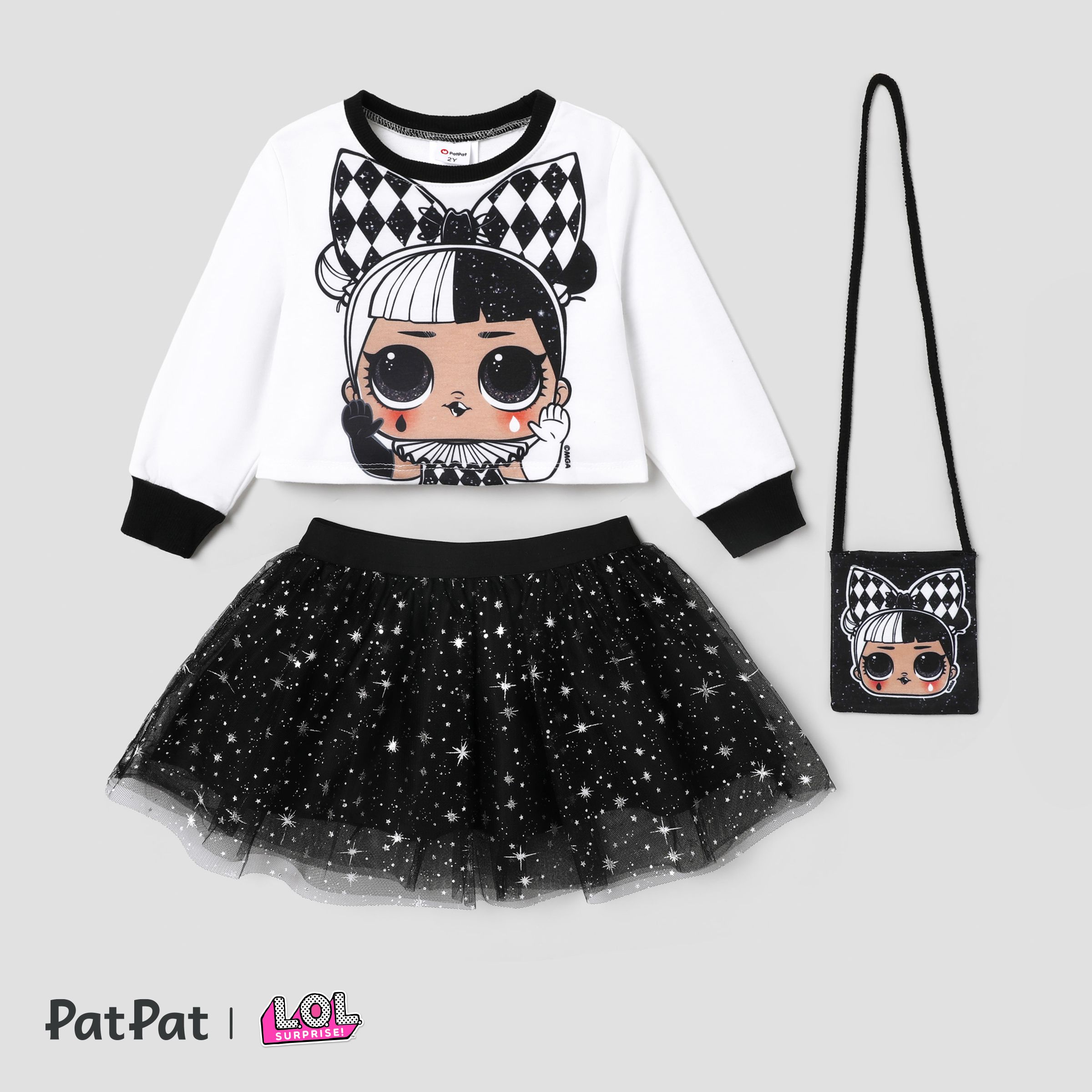 L.O.L. SURPRISE! Toddler Girl Glitter Hem Character Pattern Top with ...