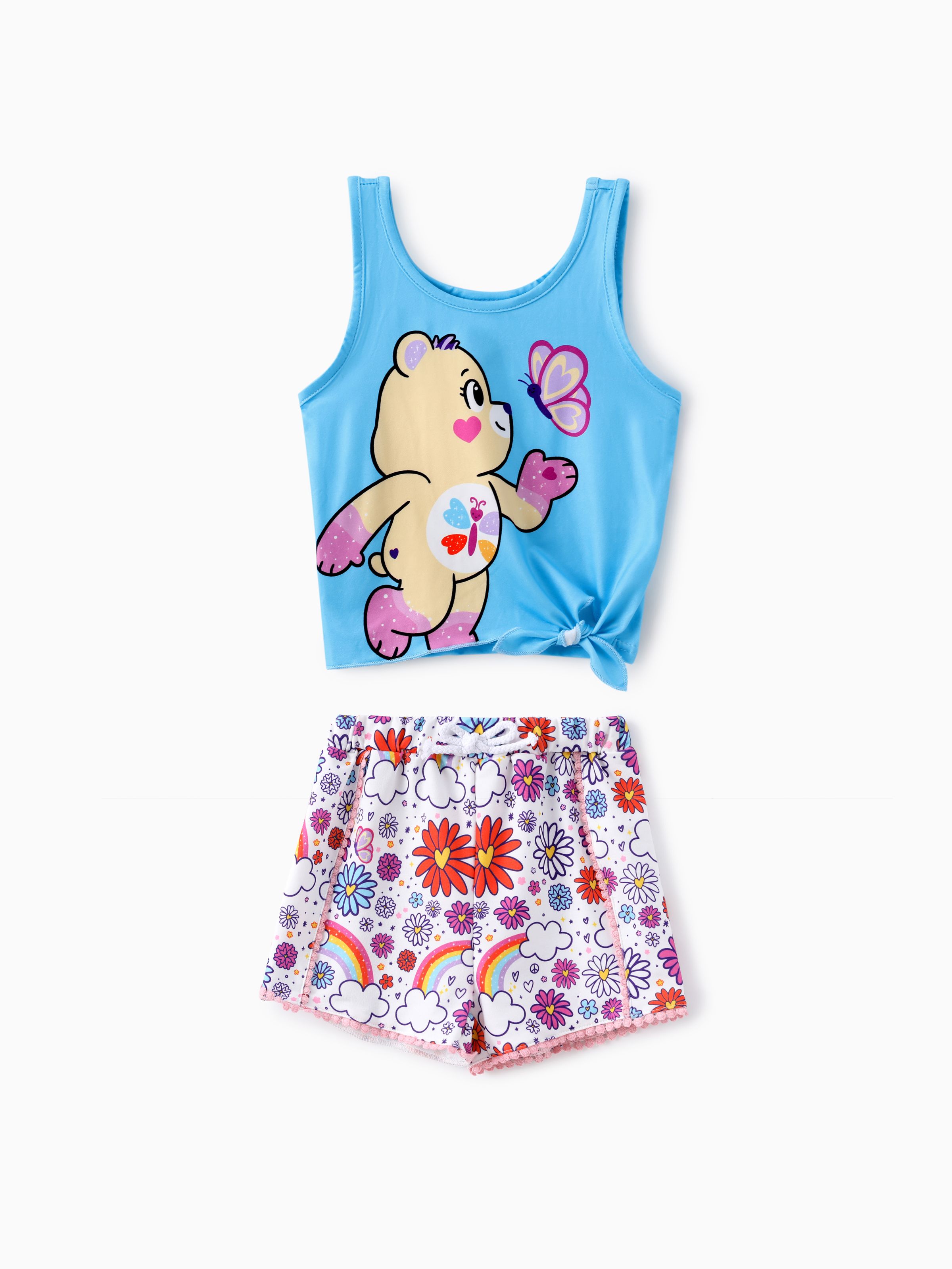 Care Bears Toddler Girls 2pcs Floral Butterfly Rainbow Print Tank Top ...