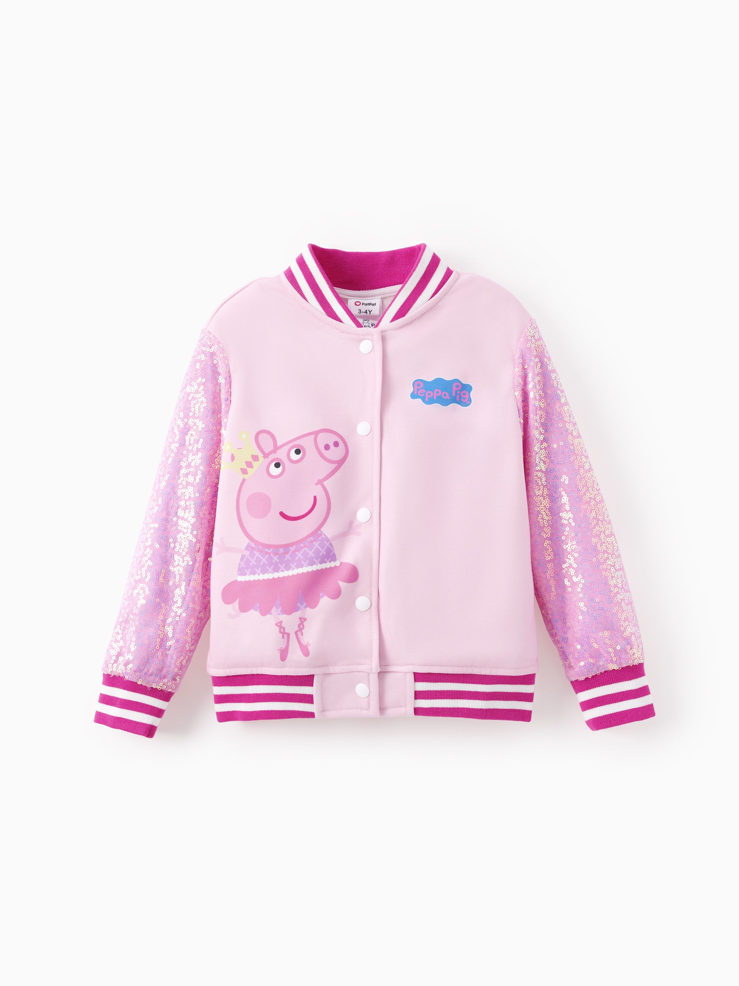 Peppa Pig Toddler Girl 1pc Ballet Peppa Sequin Varsity Bomber Jacket ...