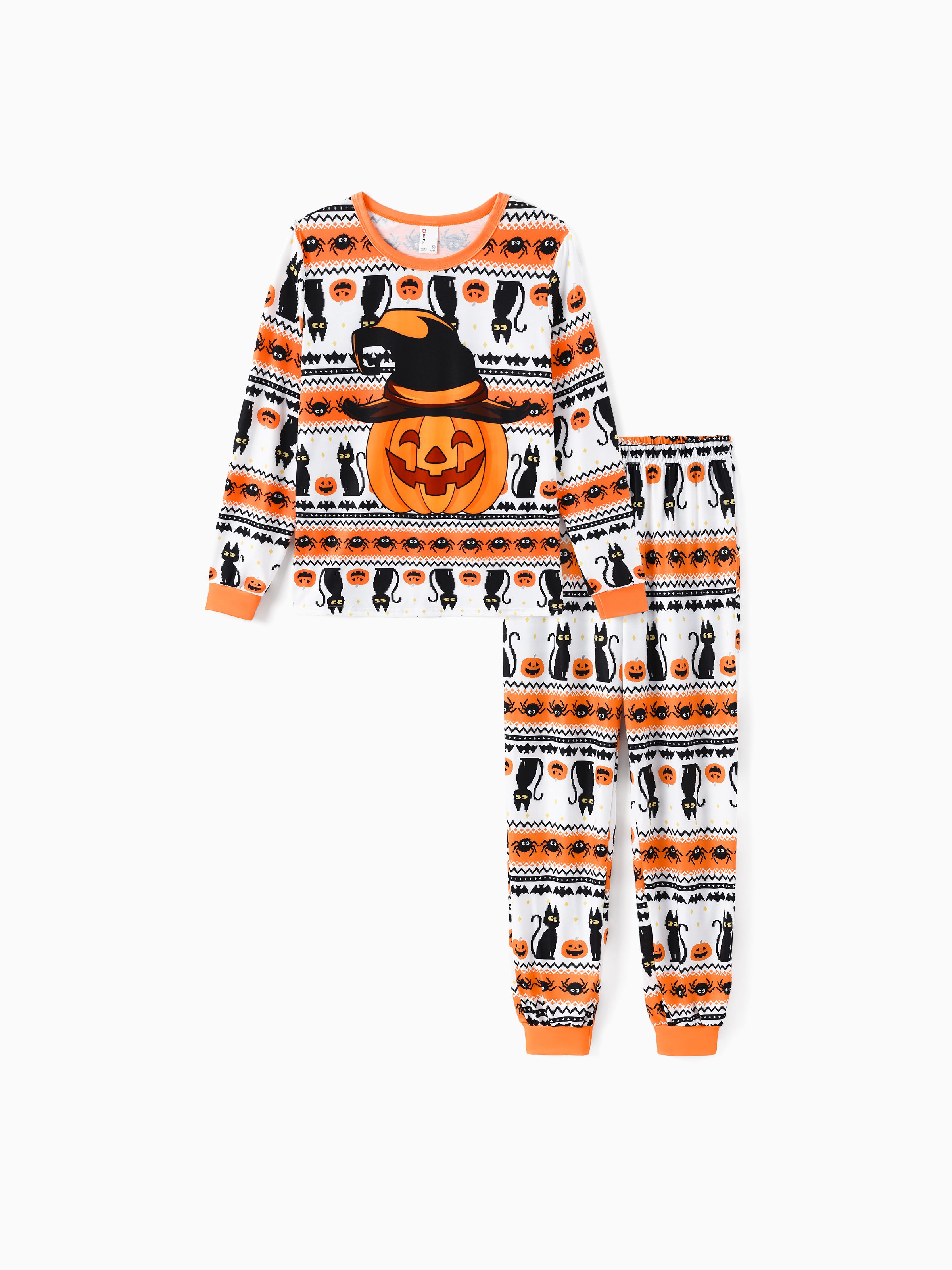Halloween Pajamas Pixel-art Pumpkin / Spider Print Matching Family ...